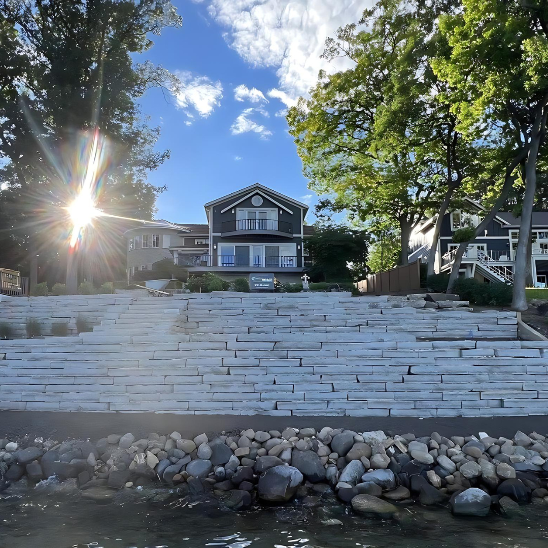 OI Lake Side Retaining Wall | Outdoor Impact | Green Lake Landscaping ...